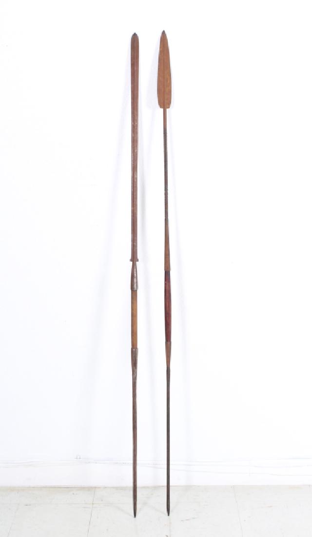 African LOT of 2 Iron & Wood Maasai Warrior Spear
