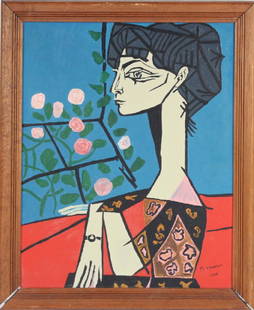 Pablo Picasso Jacqueline Roque With Flowers Giclee