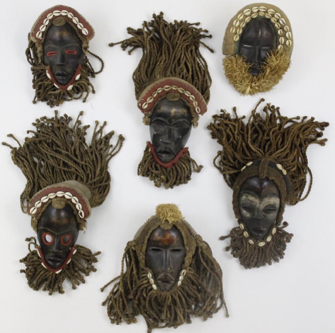 Lot of 6 African Liberian Dan Tribal Gle Ge Masks