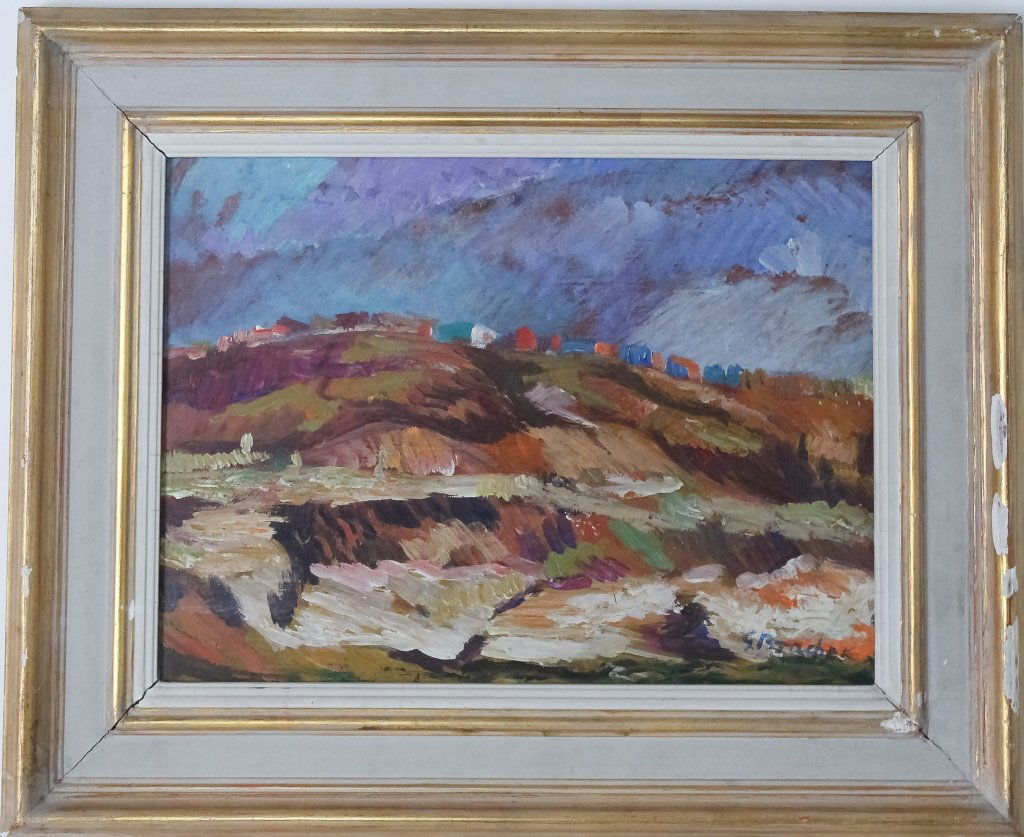 Gabriel Bracho Oil On Panel Landscape Painting