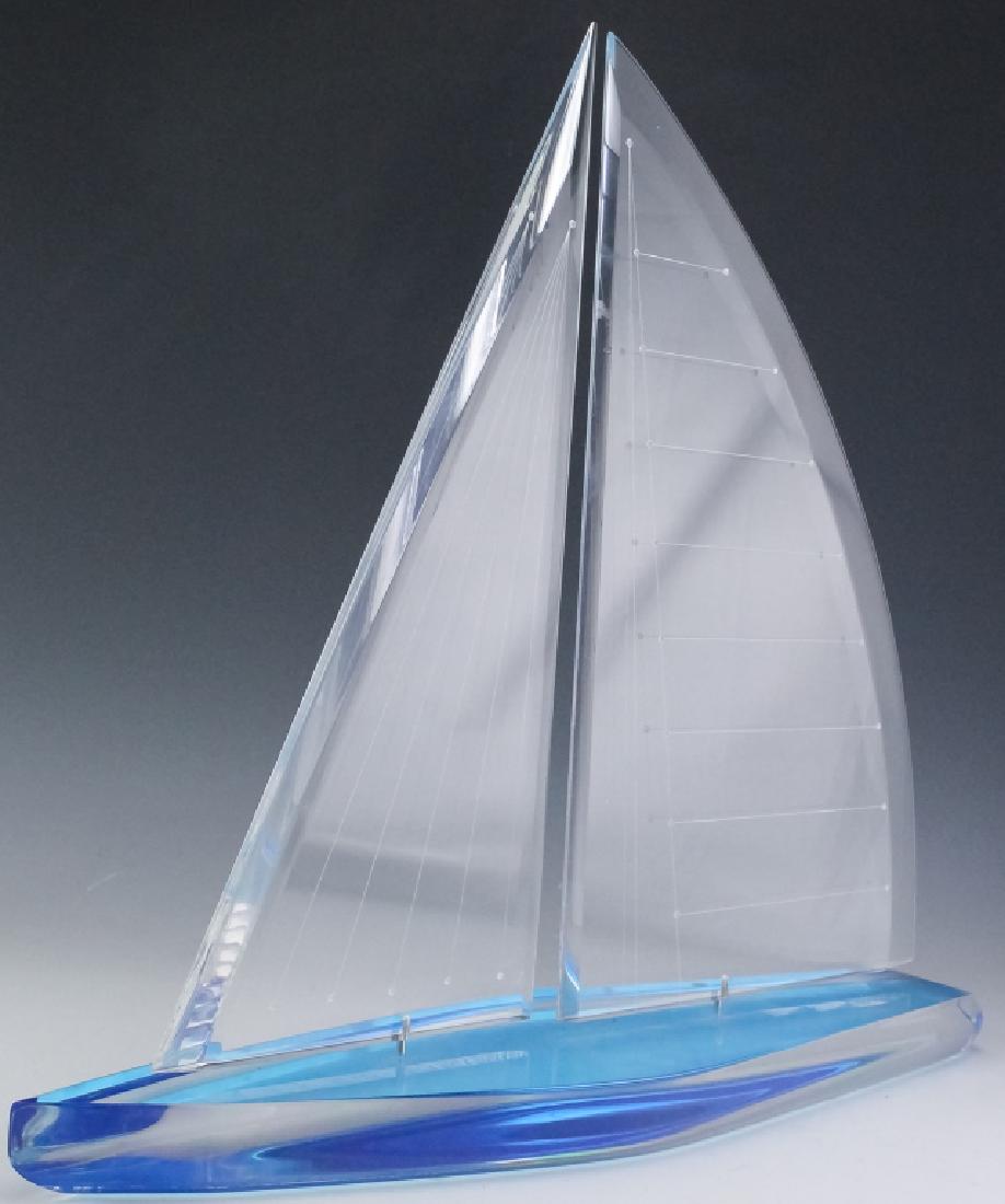 Henri Lucite Acrylic Sailboat Ship Boat Sculpture