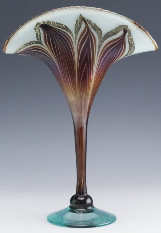 Vandermark Studio Art Glass 11" Fan Vase SIGNED