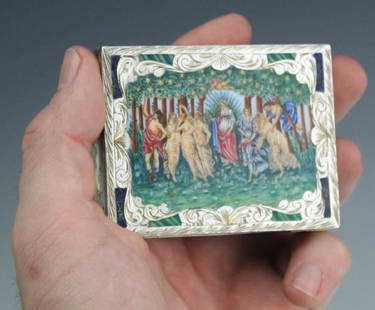 Enamel On Silver Compact Box