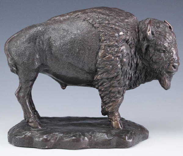 20th Century American Buffalo Sculpture Signed