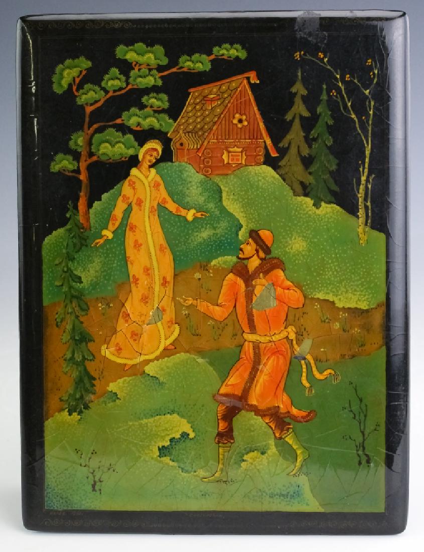 Palekh Russian Lacquer Allegorical Box SIGNED