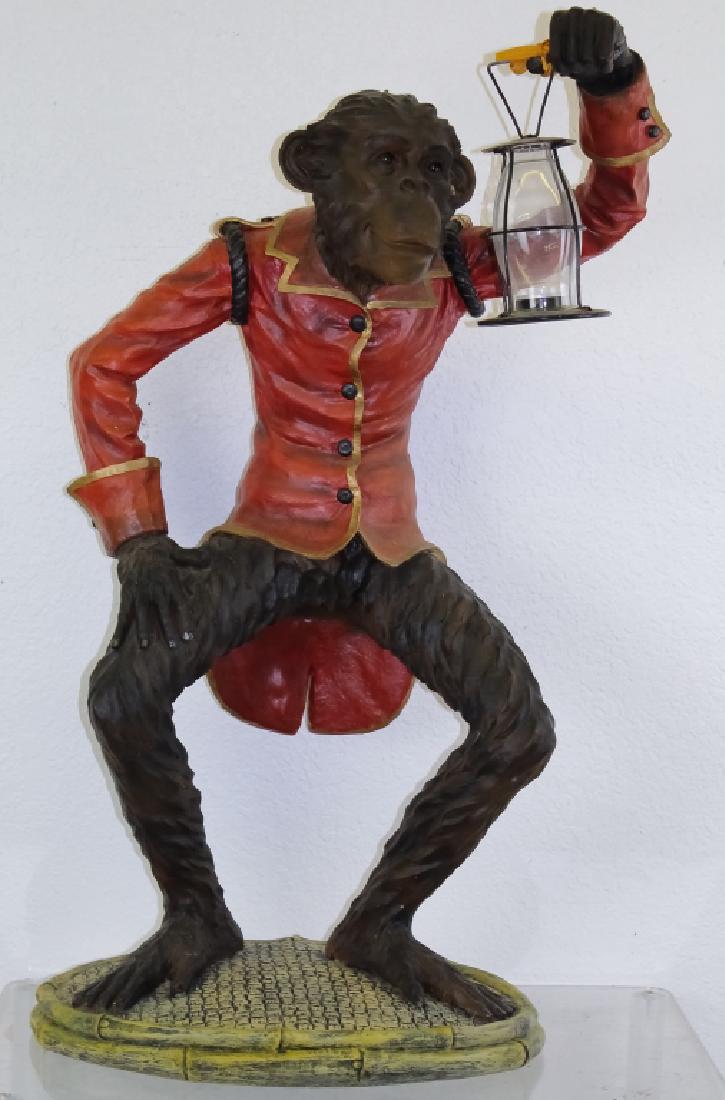 35" Polychrome Door Butler Monkey Statue w Lantern - May 01, 2019 ...