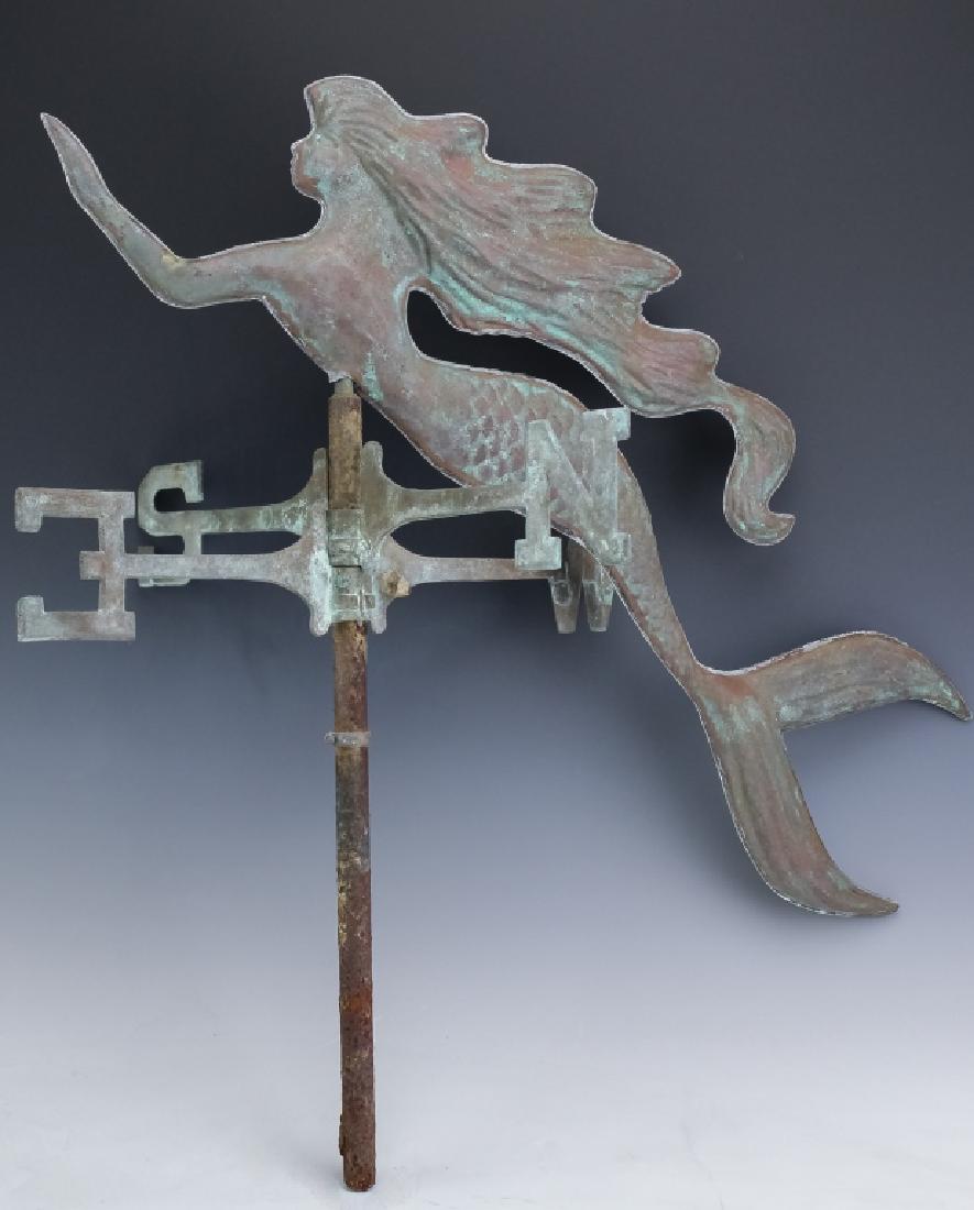 Directional Figural Mermaid Copper Weather Vane