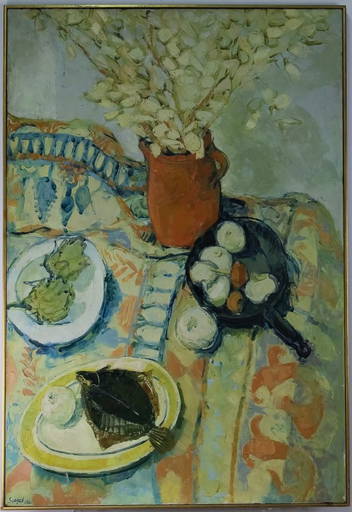 Siegel Modernist Floral Still Life Oil Painting