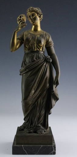 Fine Antique Bronze Sculpture Of A Masked Woman