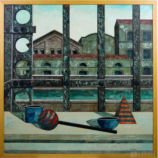 Tonino Caputo (b.1933) Italian Industrial Oil Painting