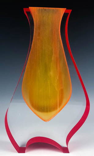 Signed Cec Lepage Lucite Acrylic Sculpture Vase