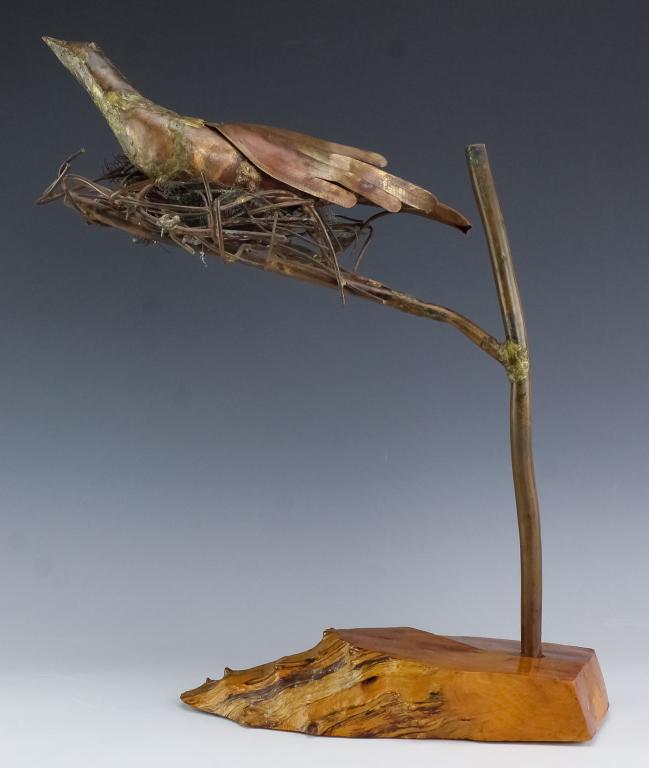 Mystery Artist Modernist Copper Bird Sculpture