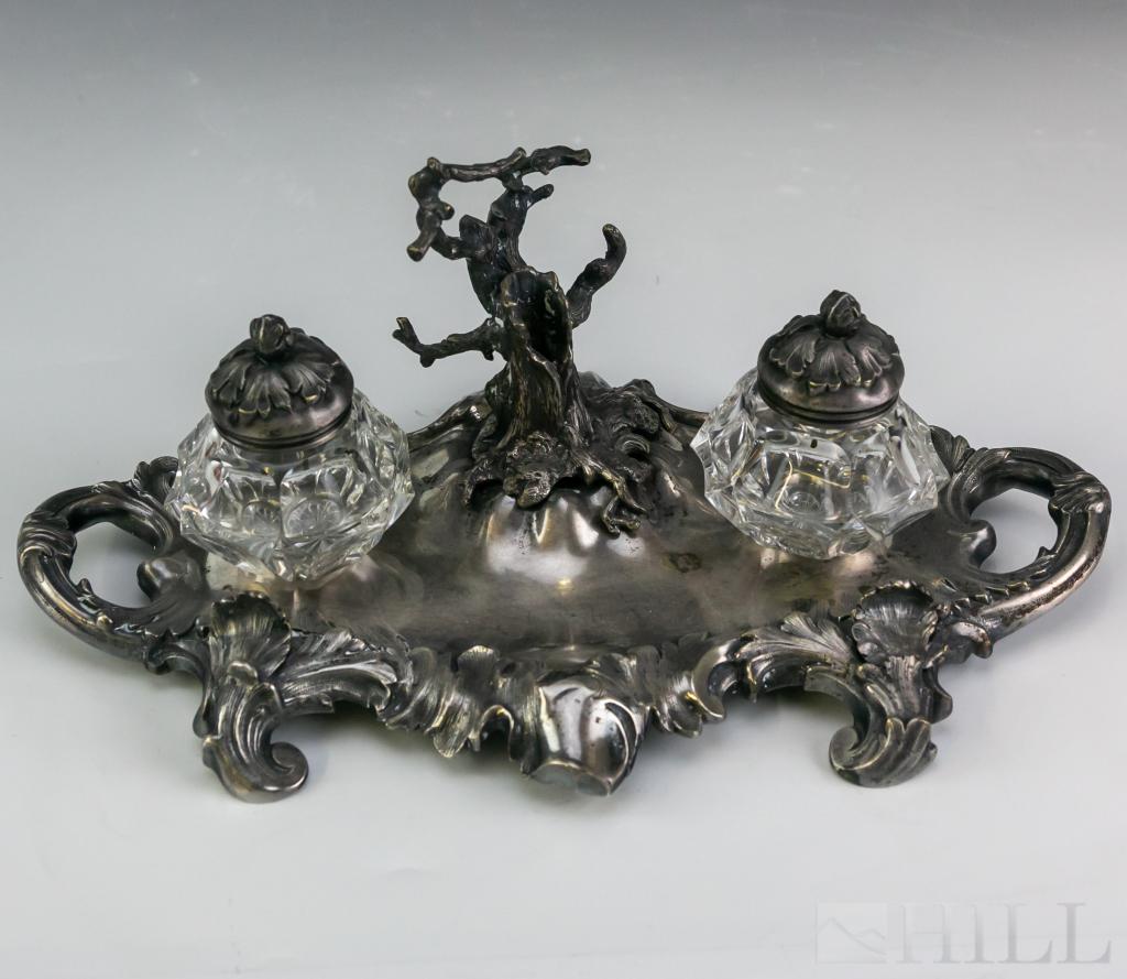 Antique English Silverplate Double Desk Inkwell - Feb 26, 2020 | Hill ...