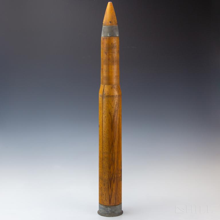 1944 Wwii Dummy Round Artillery Naval Wood Shell