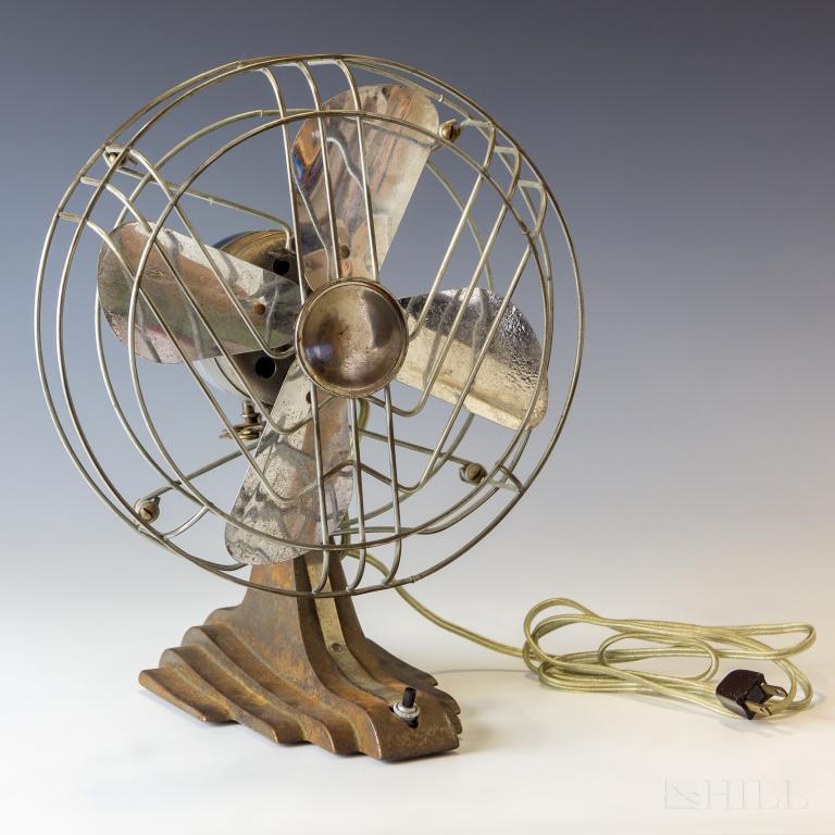 For Auction: Vintage Art Deco Streamline Metal Oscillating Fan (#0124 ...