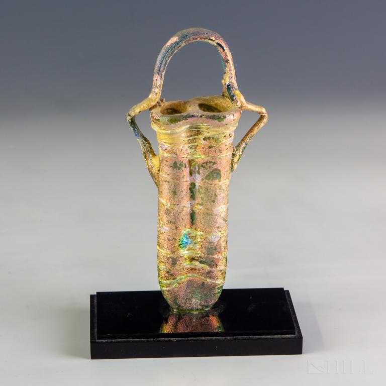 Ancient Style Roman Glass Amphora Dual Vessel Vase