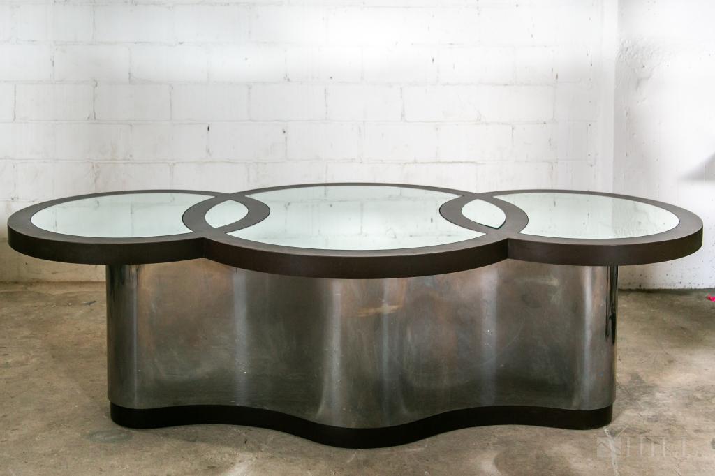 For Auction: Contemporary Modern Curved Steel Base Dining Table (#0218 ...