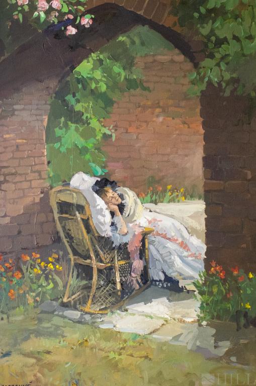 For Auction: Ben Marcune 20th C. Figural Landscape Oil Painting (#0488 ...