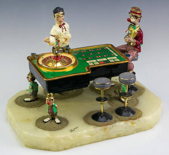 Ron Lee Clown Casino Roulette Table Clown Figurine