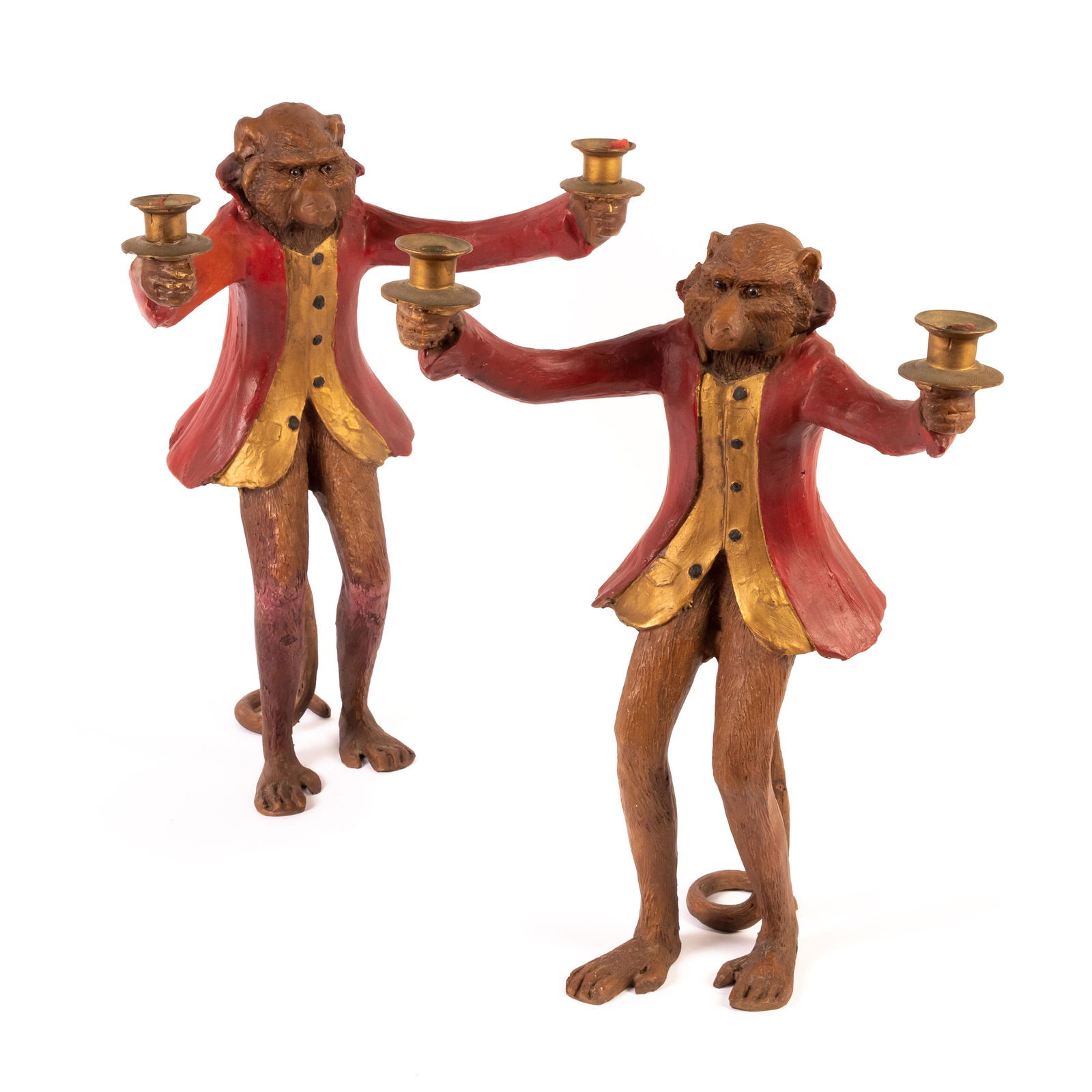 Bill Huebbe 1929 2013 Monkey 17" Candleholder Pair