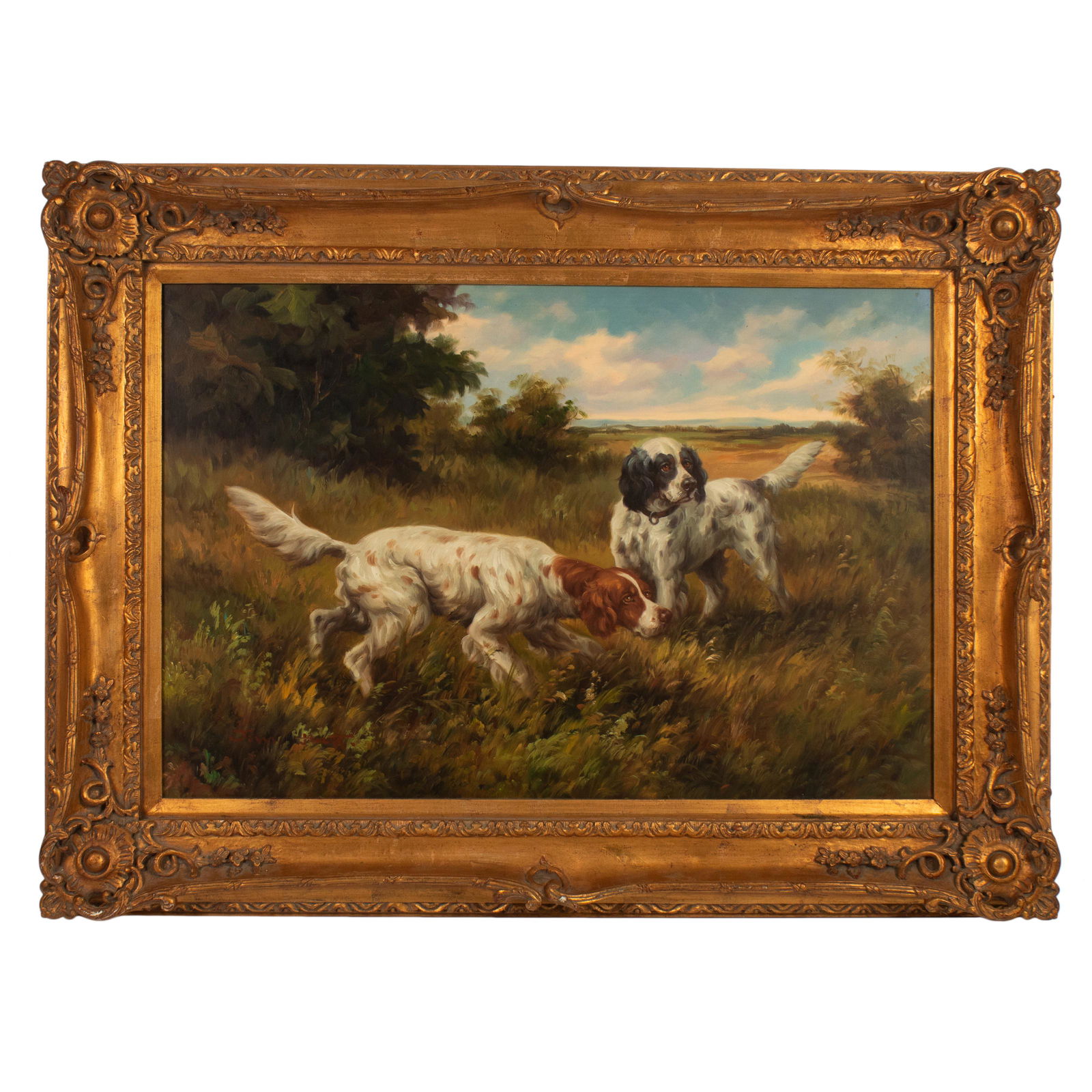 Jim Huff 20th Century Hunting Dogs Oil Painting