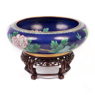 15" Jingfa Cloisonne Bowl And Stand, Chinese
