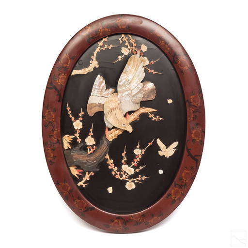 Japanese Meiji Shibayama And Lacquer Eagle Wall Plaque