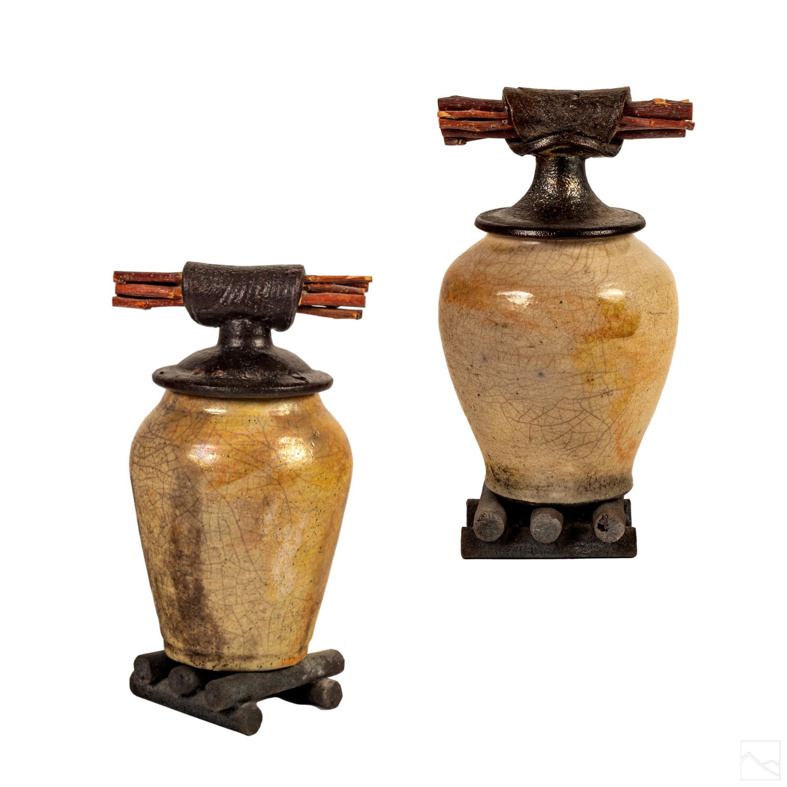 Richard Surette (b.1940) Pair Of Studio Raku Vases