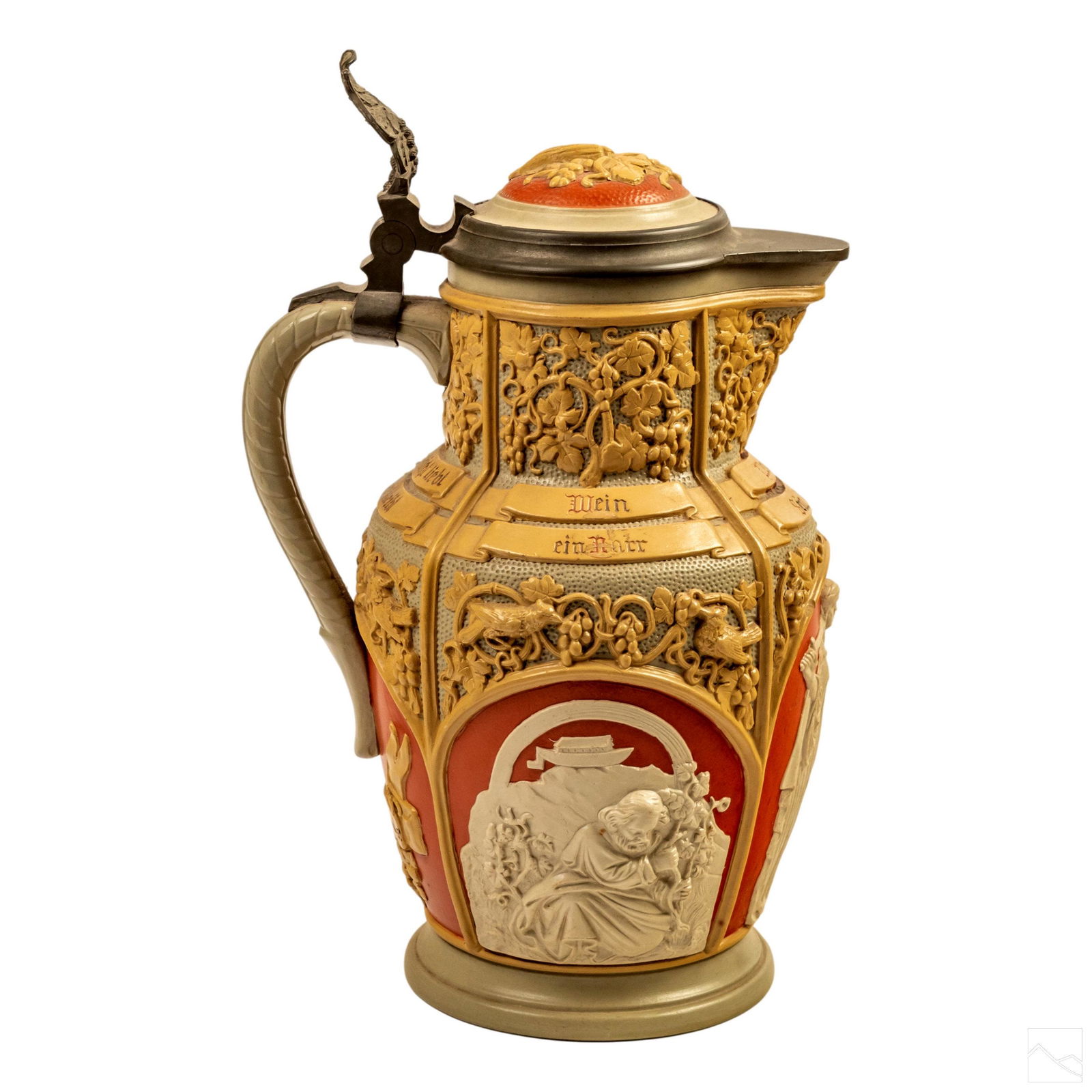 Old Mettlach Villeroy & Boch Large Stein Pitcher