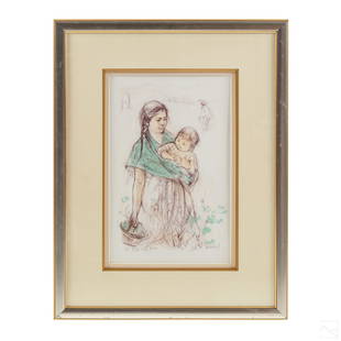 Edna Hibel "leah & Children" Limited Ed Lithograph