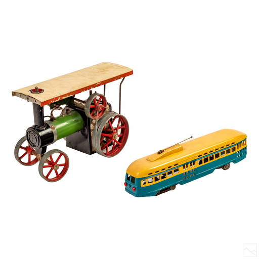 Vintage Mamod Steam Tractor & Toy Cable Bus Group