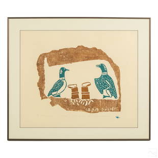 Artist Signed Inuit Stone Cut Art Print