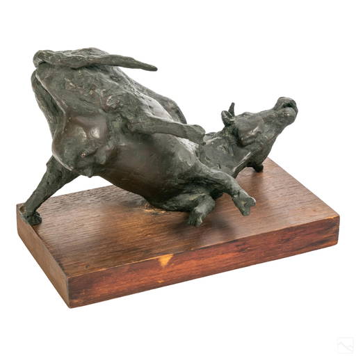 Philip Grausman B1935 Bronze Macabre Cow Sculpture