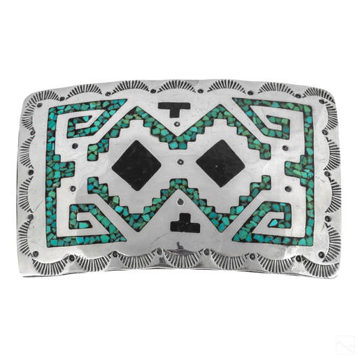 Zuni Navajo American Indian Inlay Turquoise Buckle
