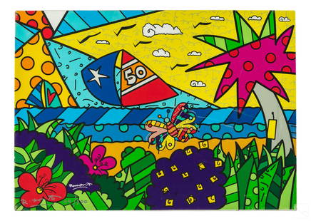 Romero Britto (b.1963) Pop Art Cubist Le Serigraph