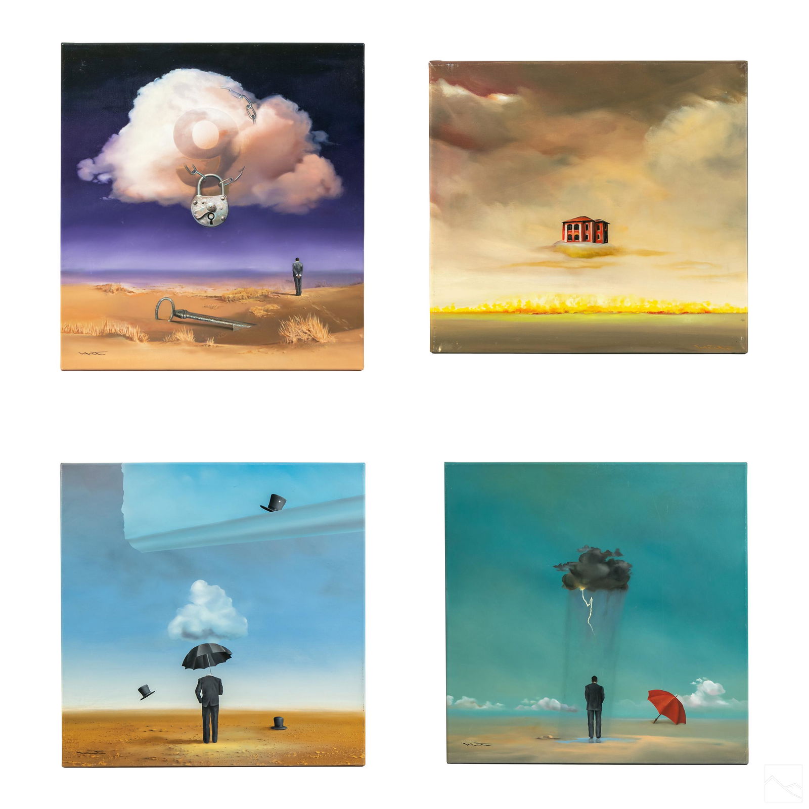 Rene Schute (b.1969) Surrealism Oil Paintings Lot