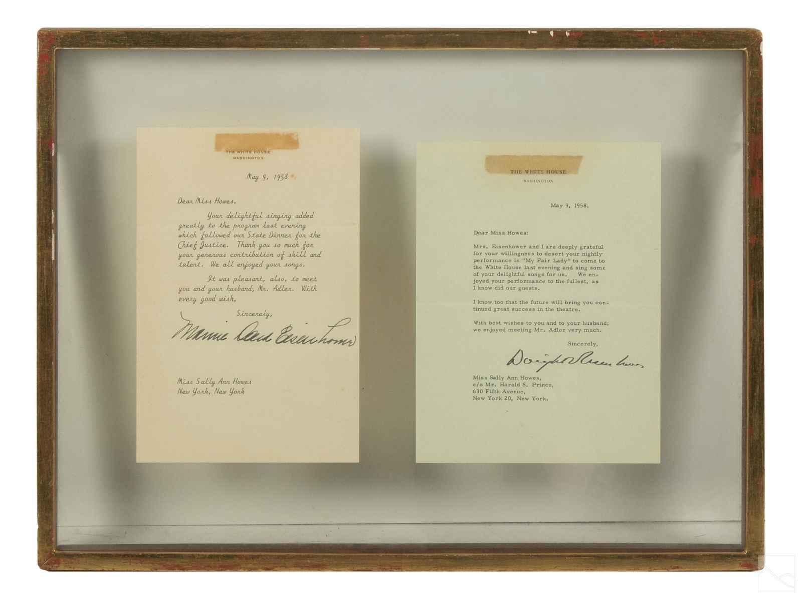 Dwight & Mamie Eisenhower Signed White House Notes