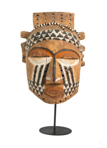 African Biombo Zaire Carved Wooden Ceremonial Mask (#0665) on May 25 ...