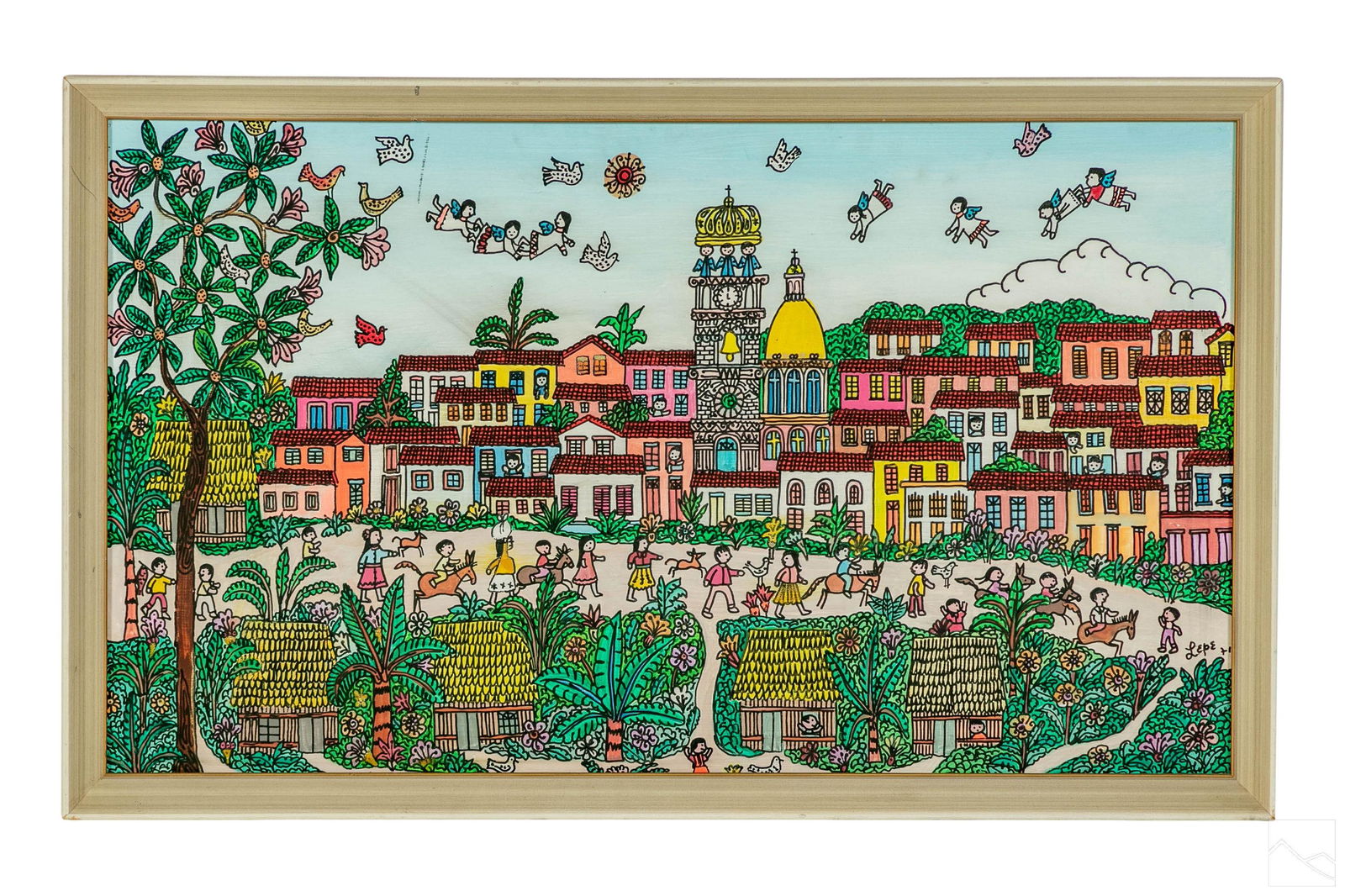 Manuel Lepe 1936 1984 Mexican Folk Art Painting