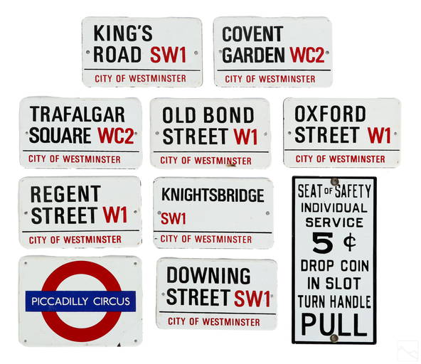 Garnier & Co 10 Enameled Metal London Street Signs