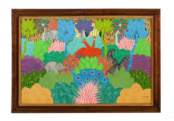 Eustache Loubert 20c Haitian Folk Art Oil Painting