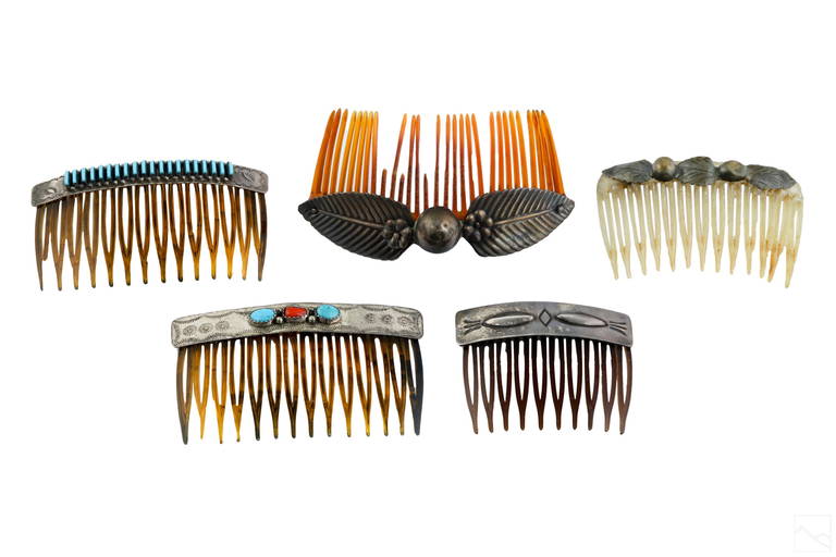 Native American Natural Stone & Silver Hair Combs - Nov 30, 2022 | Hill ...