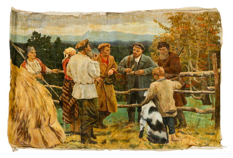 Soviet Russian Social Realism Lenin Farm Painting (#0147) on Jan 25 ...