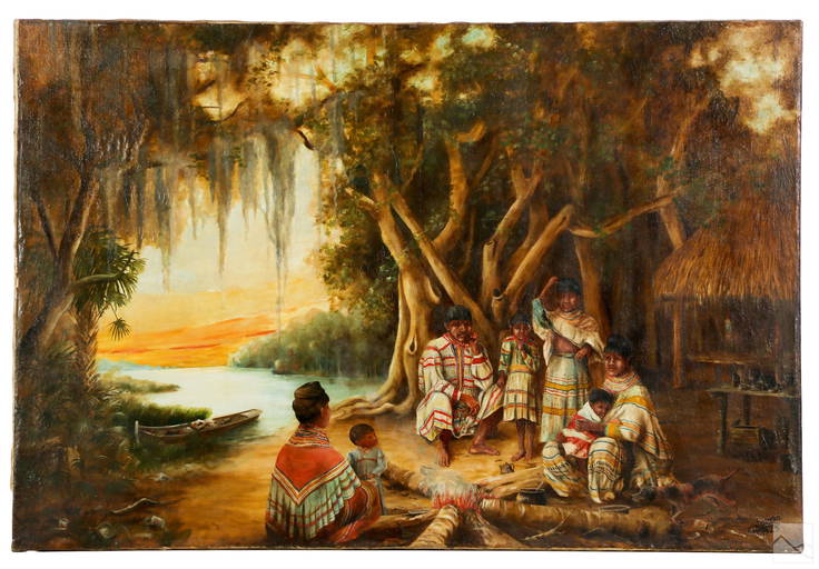 Charles Dutton 1865-1953 Seminole Family Painting (#0285) on Jan 25 ...