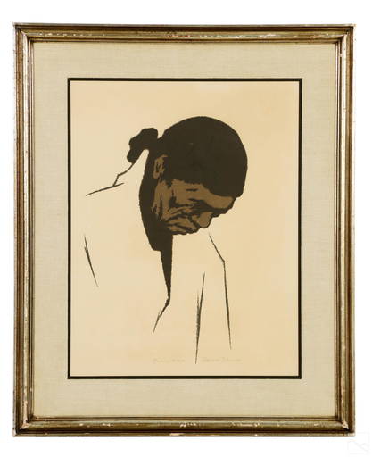 Edward Biberman 1904 1986 Figural Woodblock Signed