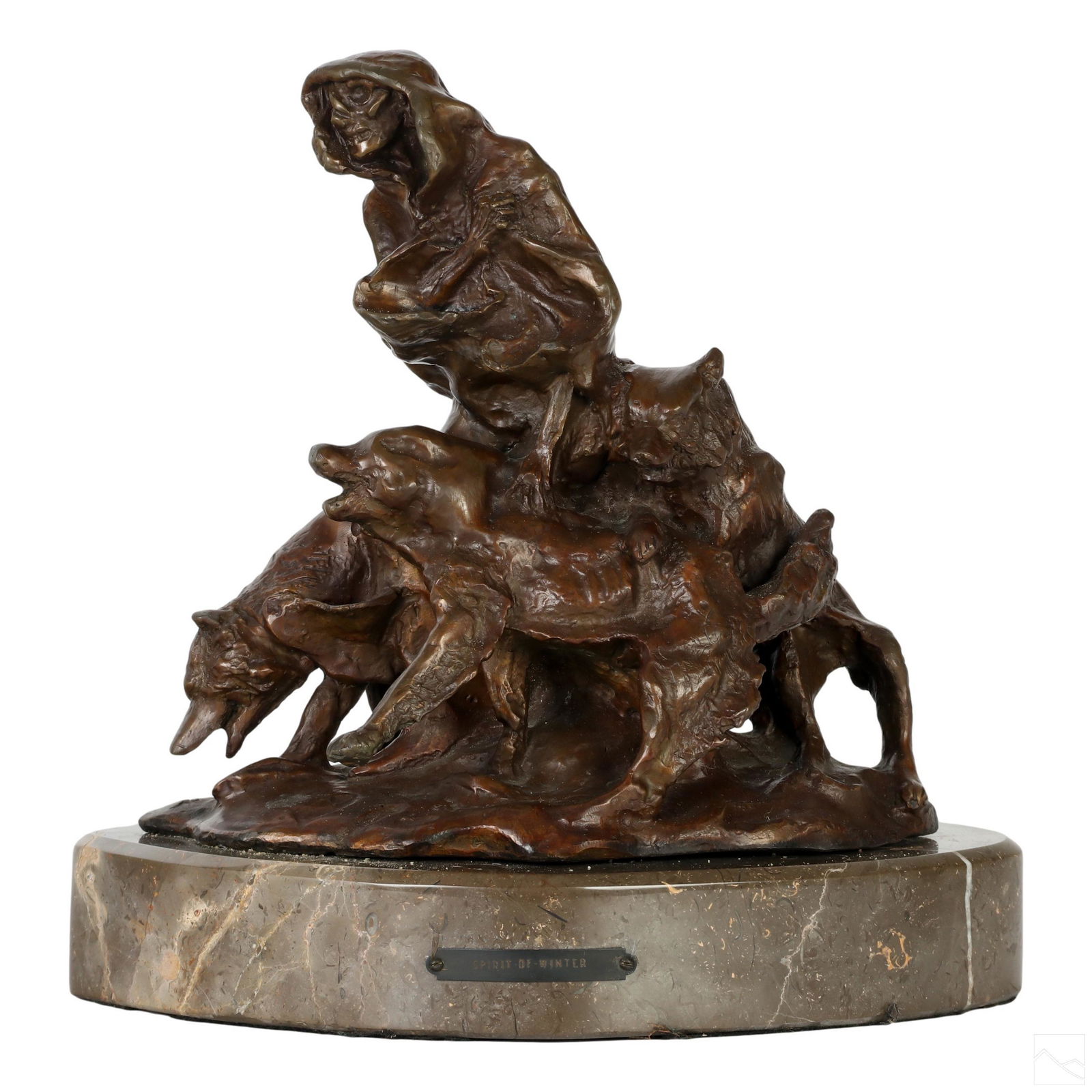 Bronze Spirit Of Winter Statue After C.m. Russell