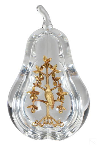 Steuben 18k Gold Partridge In A Pear Tree Figurine