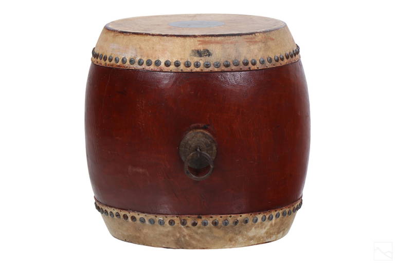 Chinese 19c Ceremonial Tang Gu Double Leather Drum