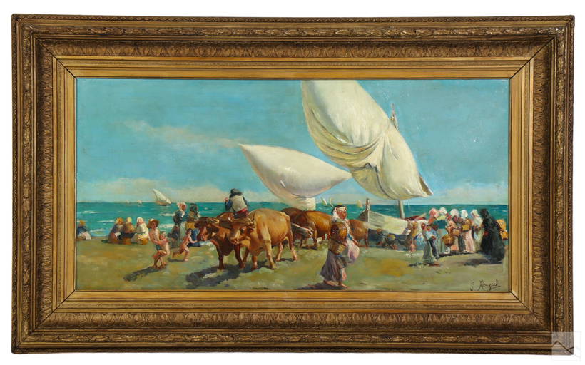 Jose Mongrell 1870 1937 Figural Landscape Painting