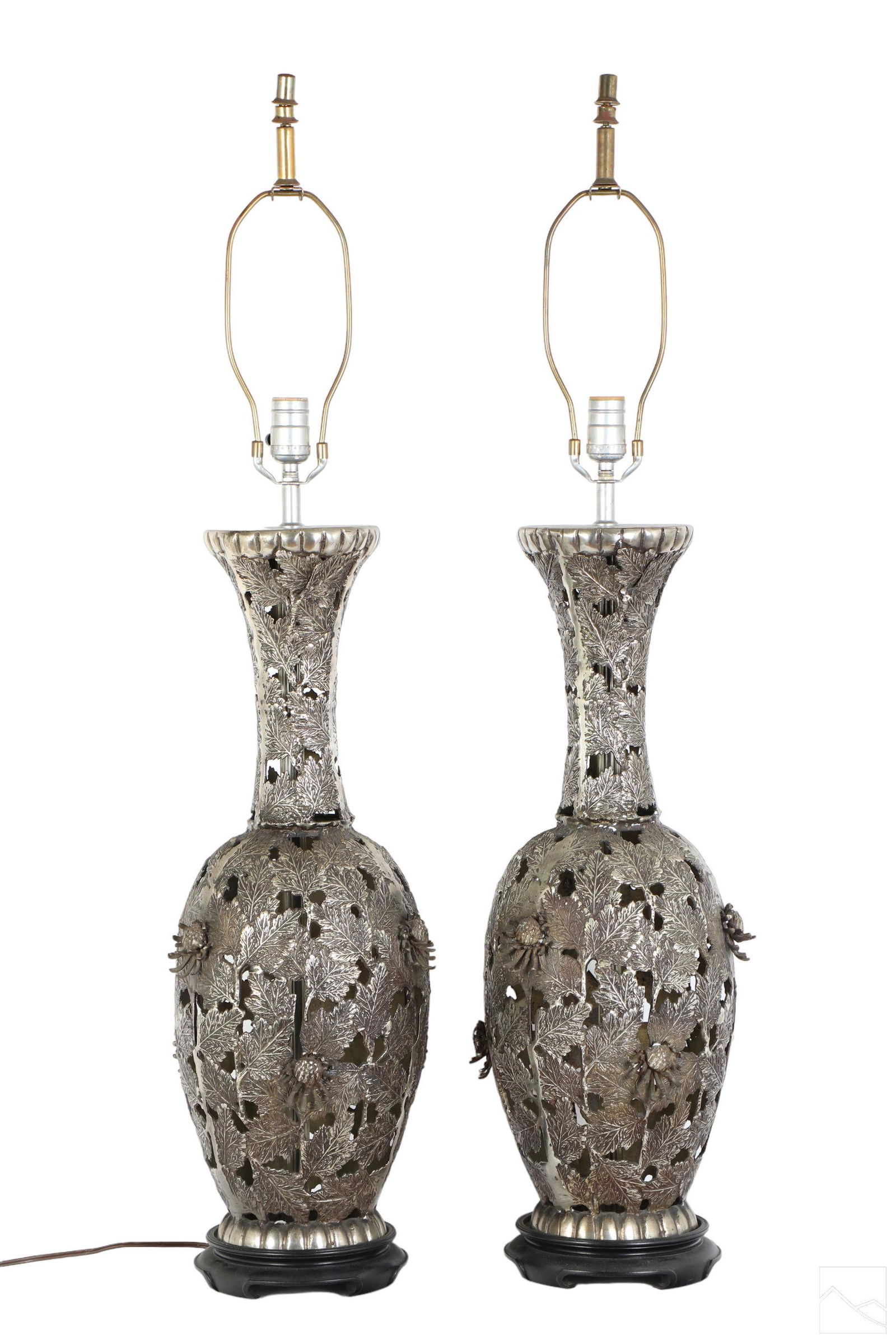 Mid Century Modern Reticulated Silver Metal Lamps Auction